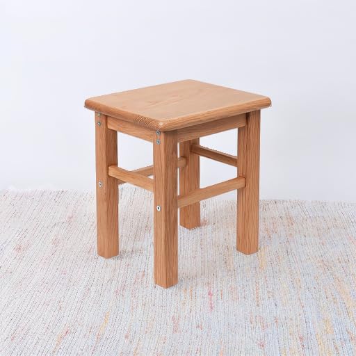 CONSDAN 13 inch Sitting Stool - Solid USA Oak Hardwood, Ergonomic 13-Inch Wood Stool for Seniors, Perfect for Work in Low Areas - Durable and Stable