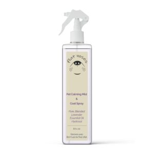 flat noses pet calming mist - pure organic lavender - relieve dog stress from fireworks, travel, vet visits, separation anxiety- aromatherapy anti-anxiety stress reliever- 8 oz calming spray for dogs