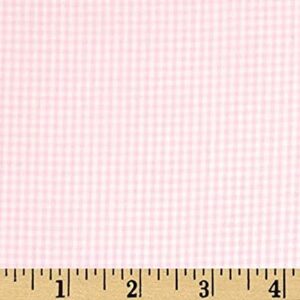 60" wide poly-cotton gingham checks 1/16" pink & white