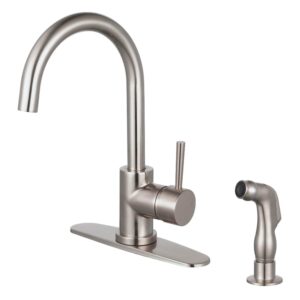 kingston brass concord single-handle kitchen faucet with side sprayer brushed nickel brushed