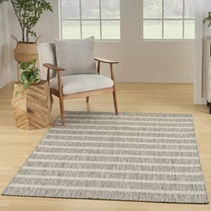 nourison positano indoor/outdoor grey ivory 4' x 6' area -rug, easy -cleaning, non shedding, bed room, living room, dining room, deck, backyard, patio (4x6)