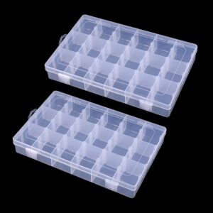 uuyyeo 2 pcs 18 grids plastic bead organizer boxes multi compartment storage boxes fishing tackle boxes craft box organizers with dividers