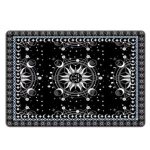 5' X 7' Sun and Moon Rug Boho Celestial Area Rugs for Bedroom Dorm Living Room Bohemian Occult Crescent Solar Stars Galaxy Floor Mat Pad Doormat Carpet,150 X 210cm,Black