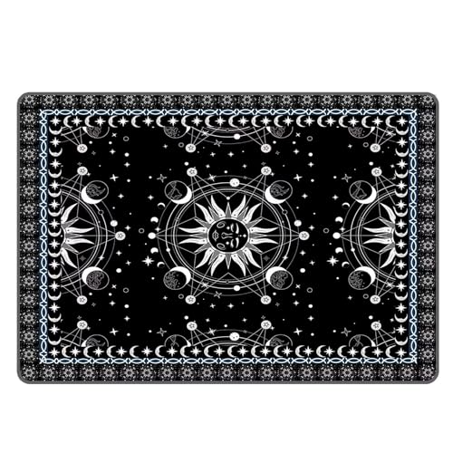 5' X 7' Sun and Moon Rug Boho Celestial Area Rugs for Bedroom Dorm Living Room Bohemian Occult Crescent Solar Stars Galaxy Floor Mat Pad Doormat Carpet,150 X 210cm,Black