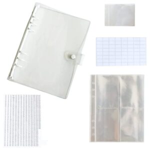 esowemsn a set of white diamond-paint beads storage book diy diamond-paint accessories kit diamond-paint storage book binder with pockets,100pcs self-sealing bags clear loose leaf organizer (white)