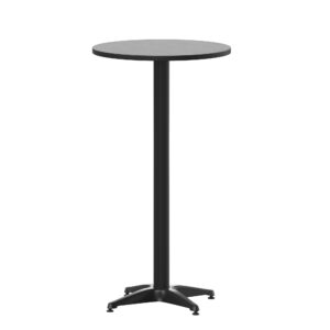 flash furniture mellie 23.25" round aluminum indoor-outdoor bar height table with flip-up table, black