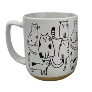 heardbeli white-grey cartoon cats ceramic mug with handle coffee mug 550ml/18.6oz. cute funny novelty vintage gift hand painted