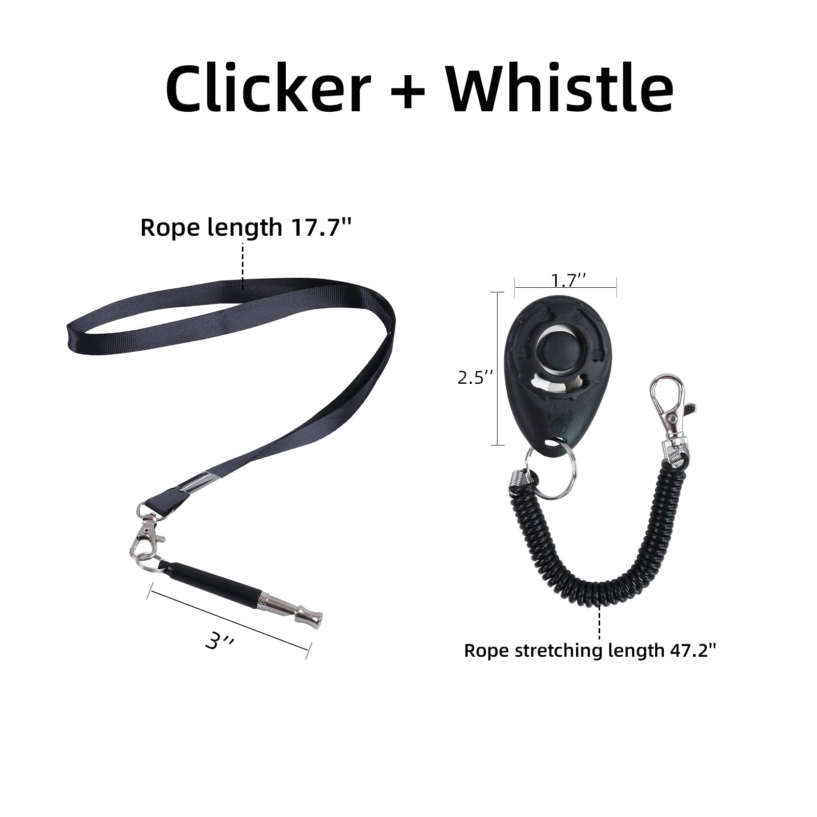 2 Pack Dog Whistle，Pet Training Clicker | Training Behaviour Aids Accessories for Dog | Barking Control Device, Long Range Adjustable Frequency (Black)