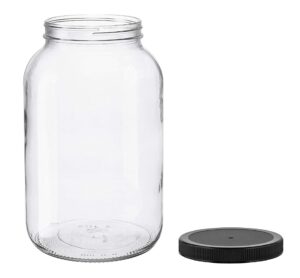 north mountain supply 1 gallon glass jar wide mouth with black plastic lid - usda, bpa-free, made in the usa - for fermenting, storing, canning, and much more!