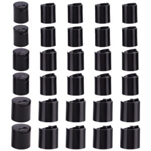 benecreat 30pcs pp plastic press caps, 3 size black replacement disc top closure dispensing lotion bottle closure for squeeze bottles neck diameter 0.7/0.8/1 inch thread type 410