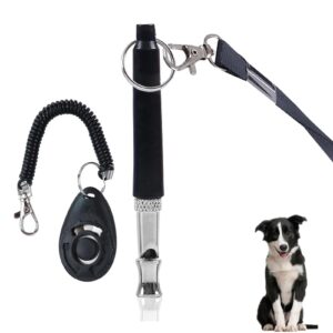 2 pack dog whistle，pet training clicker | training behaviour aids accessories for dog | barking control device, long range adjustable frequency (black)