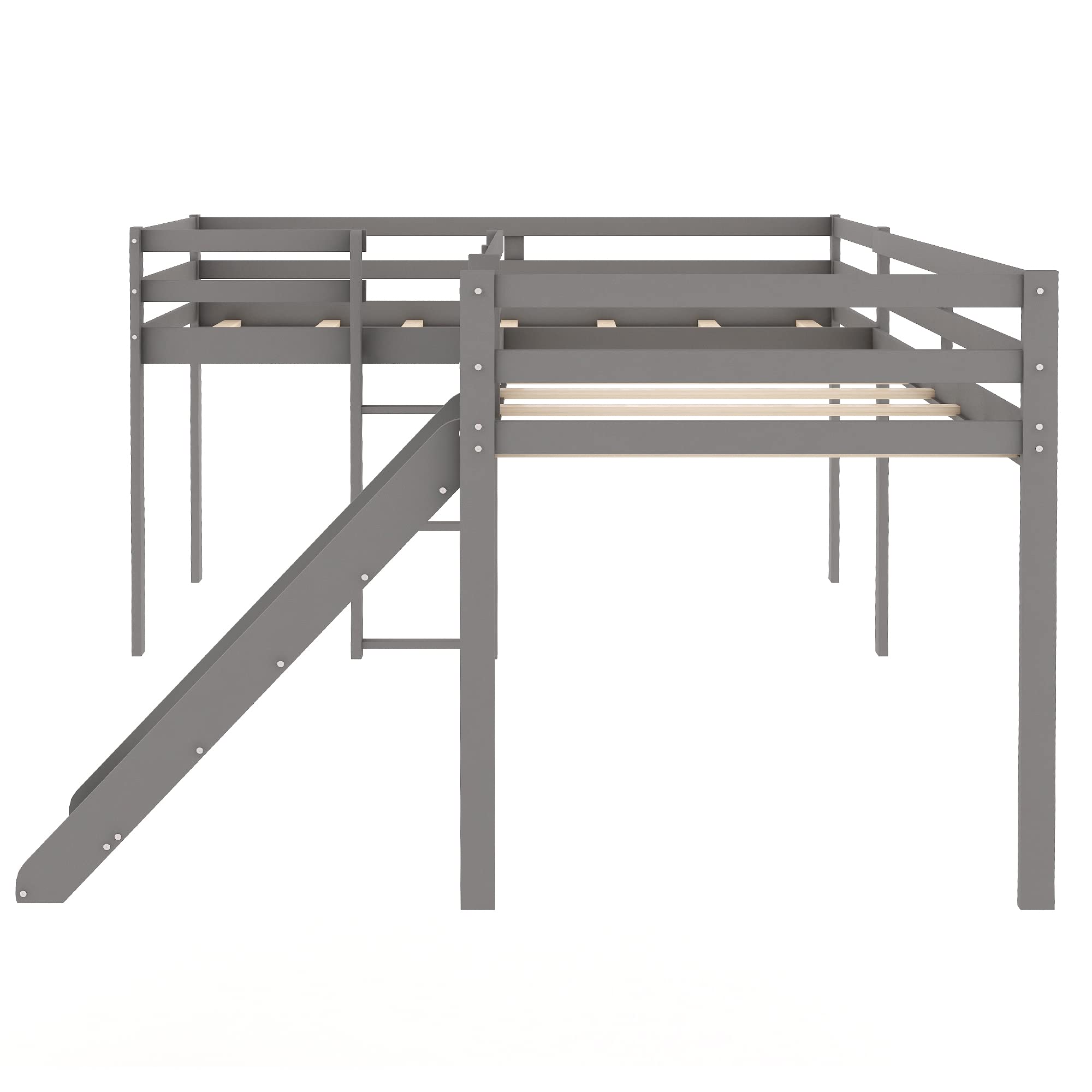 Merax L-Shaped Twin Size Loft Bed with Ladder and Slide