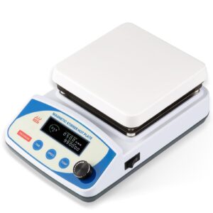 baoshishan 6.6 inch magnetic stirrer hot plate with timer, 6l stirring capacity 300c/572f hotplate with 3 stirring bar, stir bar retriever, thermal probe and support stand 110v