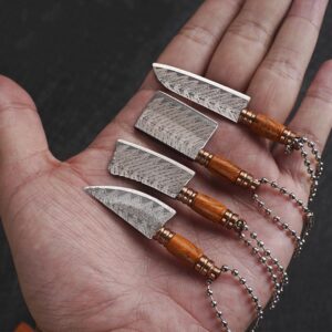 haoxu new upgraded mini chef knife set damascus pocket knife set tiny knife cleaver for package opener box cutter outdoor campaign - set of 4