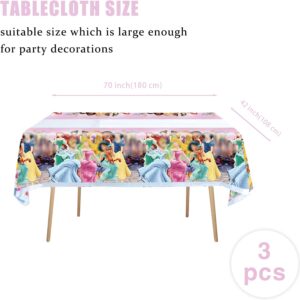 3pcs Princess Tablecloth Princess Birthday Party Decorations for Girls Baby Shower Pink Princess Table Cover 180x108cm Princess Theme Party Supplies