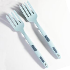 ymcsmgs silicone flexible forks, silicone cooking fork heat resistant dishwasher, cooking in the kitchen or serving at the dinner table，nonstick blending fork for mix ingredients (light blue)