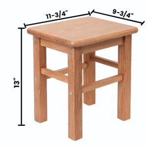 CONSDAN 13 inch Sitting Stool - Solid USA Oak Hardwood, Ergonomic 13-Inch Wood Stool for Seniors, Perfect for Work in Low Areas - Durable and Stable