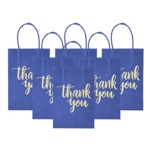 DjinnGlory 100 Pack Small Navy Blue Thank You Paper Gift Goodie Bags with Handles 9x5.5x3.15 Inch for Shopping Birthday Wedding Bridal Baby Shower Graduation 2024 Party Favors