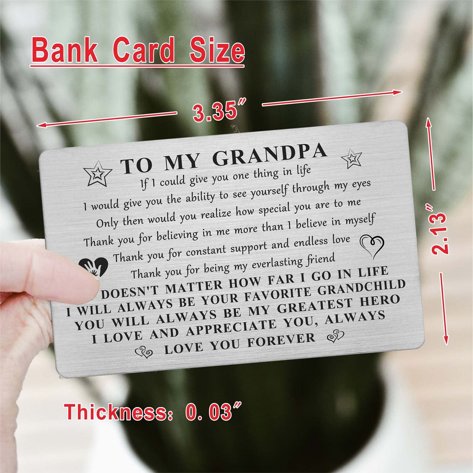 Yobent Grandpa Card - Best Thank You Grandpa Gift Ideas, I Love My Grandpa Wallet Card for Men, Christmas Birthday Present to My Grandfather