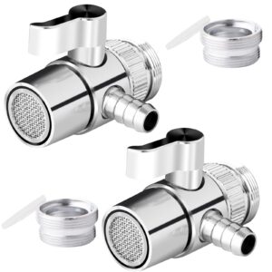 2 pack faucet diverter valve with aerator for countertop water filter,faucet adapter to 3/8" barb outlet,faucet splitter for water diversion (2)