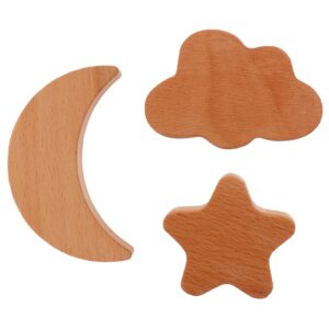 logofun 3 pcs cloud star moon shape wall hooks wooden coat hooks wall mounted self adhesive hooks for hanging bag backpack hat