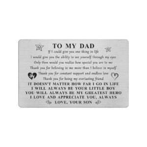 yobent dad gifts from son, unique daddy birthday card from son, long distance father gift ideas, i love you hero dad christmas wallet card for man, dad who has everything bday present