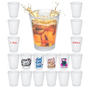 sweet grain sublimation frosted shot glasses with heavy base 1.5oz the sublimation blanks shot glass for whiskey, tequila, vodka (24 pack)