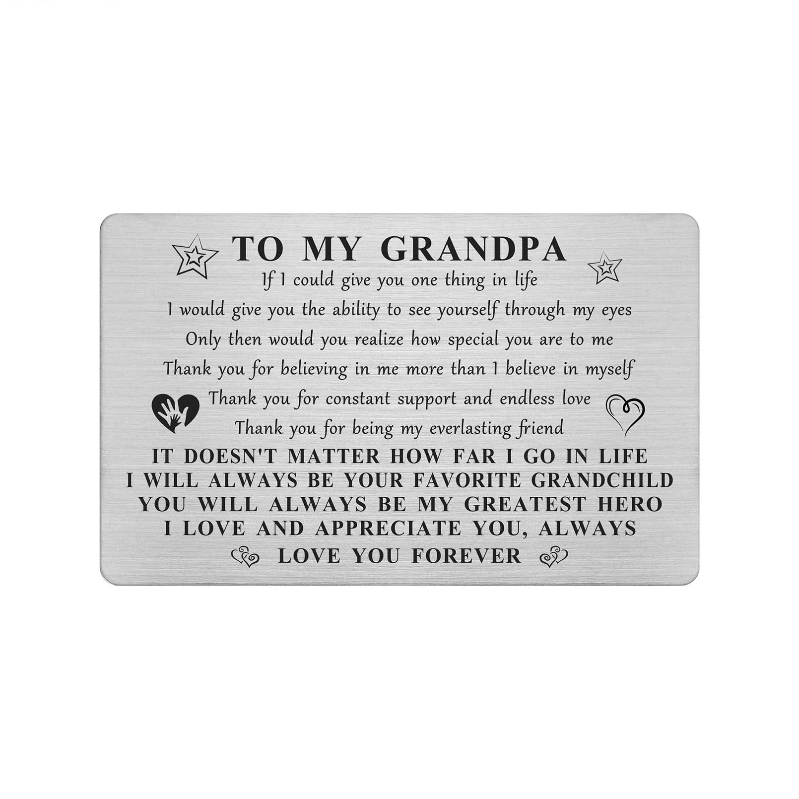 Yobent Grandpa Card - Best Thank You Grandpa Gift Ideas, I Love My Grandpa Wallet Card for Men, Christmas Birthday Present to My Grandfather