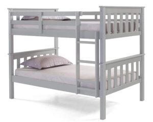 bunk bed solid wood sturdy twin over twin with ladder and safety rail grey - kids' twin loft bunk bed with headboard - by from the tree furniture