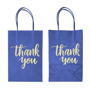 DjinnGlory 100 Pack Small Navy Blue Thank You Paper Gift Goodie Bags with Handles 9x5.5x3.15 Inch for Shopping Birthday Wedding Bridal Baby Shower Graduation 2024 Party Favors