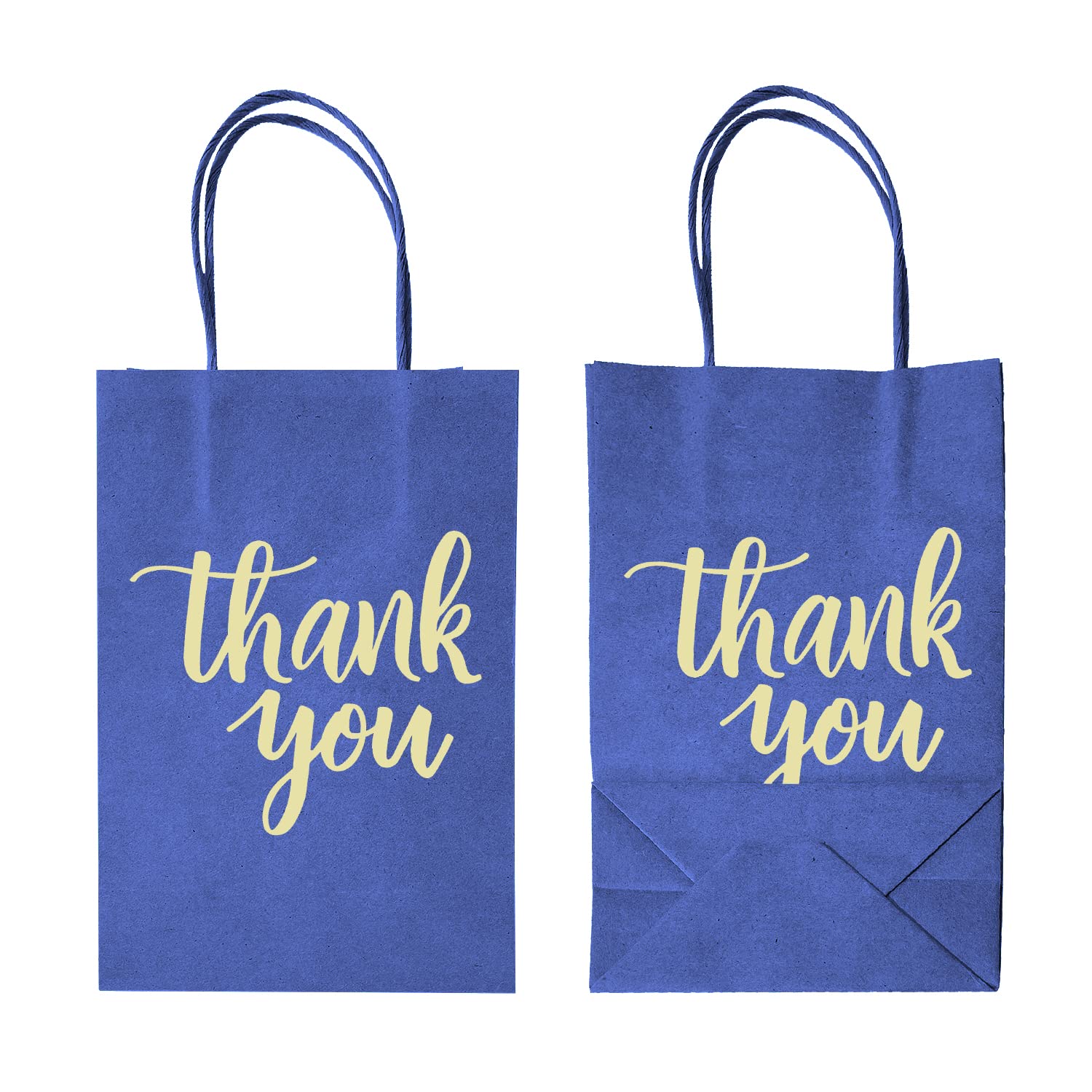 DjinnGlory 100 Pack Small Navy Blue Thank You Paper Gift Goodie Bags with Handles 9x5.5x3.15 Inch for Shopping Birthday Wedding Bridal Baby Shower Graduation 2024 Party Favors