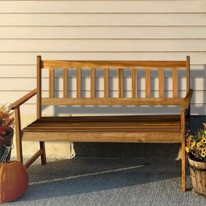 bstophkl outdoor wood bench 2-person garden bench 705lbs weight capacity acacia wood patio bench for porch lawn balcony backyard, nature