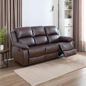 a ainehome luxury recliner sofa living room furniture set reclining couch rv sofa chair loveseat recliner couches for living room/small space/office/theater seating(a-brown leather, sofa)