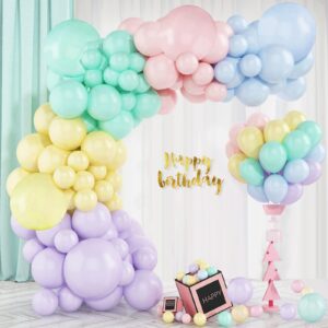 pastel balloon 110pcs garland kit macaron rainbow balloons different sizes 5 10 12 18 inch balloon arch for graduation birthday party, wedding, baby shower, party supplies…