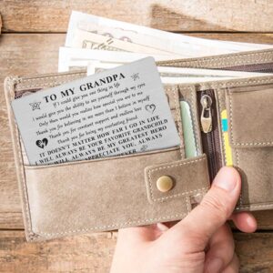 Yobent Grandpa Card - Best Thank You Grandpa Gift Ideas, I Love My Grandpa Wallet Card for Men, Christmas Birthday Present to My Grandfather