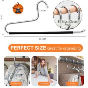 6 Pack Blanket Hanger,Non Slip Hangers Space Saving Stainless Steel Heavy Duty Hangers,Upgraded Closet Organizers and Storage Pants Hangers for Table Cloths,Comforters,Bath Towels,Rugs Sleeping Bags