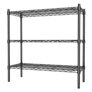 auslar 3-shelf storage wire shelves heavy duty 3 tiers standing shelving units adjustable metal organizer wire rack, black