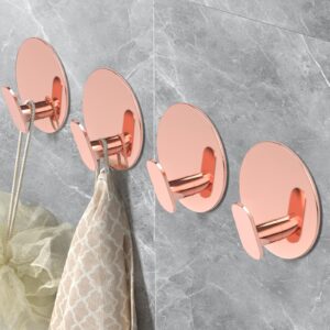 eagmak towel hooks for bathroom, 4 pack adhesive hooks, sus305 stainless steel shower hooks, round wall hook holder for hanging robe, loofah, coat, clothes, hat, key in washroom kitchen hotel