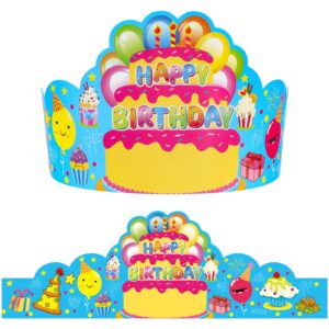 augtheep pack of 36 birthday crowns for kids - colorful paper party hats for students classroom school vbs party supplies