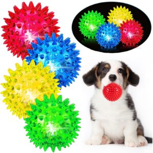 jlvauvt light up squeaky dog balls: led dog balls for aggressive chewers puppy chew toys for teething - spikey dog balls for small, medium, large dogs