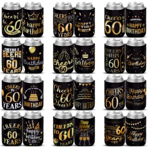 umigy 24 pcs 60th birthday can sleeve to 60 years can neoprene cooler 60th birthday decorations 60th birthday party favors party supplies birthday gift for men women