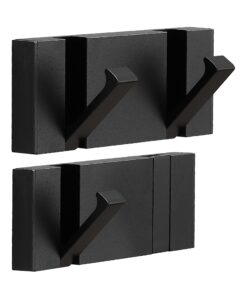 spieasse 2 pack，modern waterproof black wall hooks，foldable towel hooks for bathrooms, coat hooks wall mounted - ideal for bathroom, kitchen, balcony