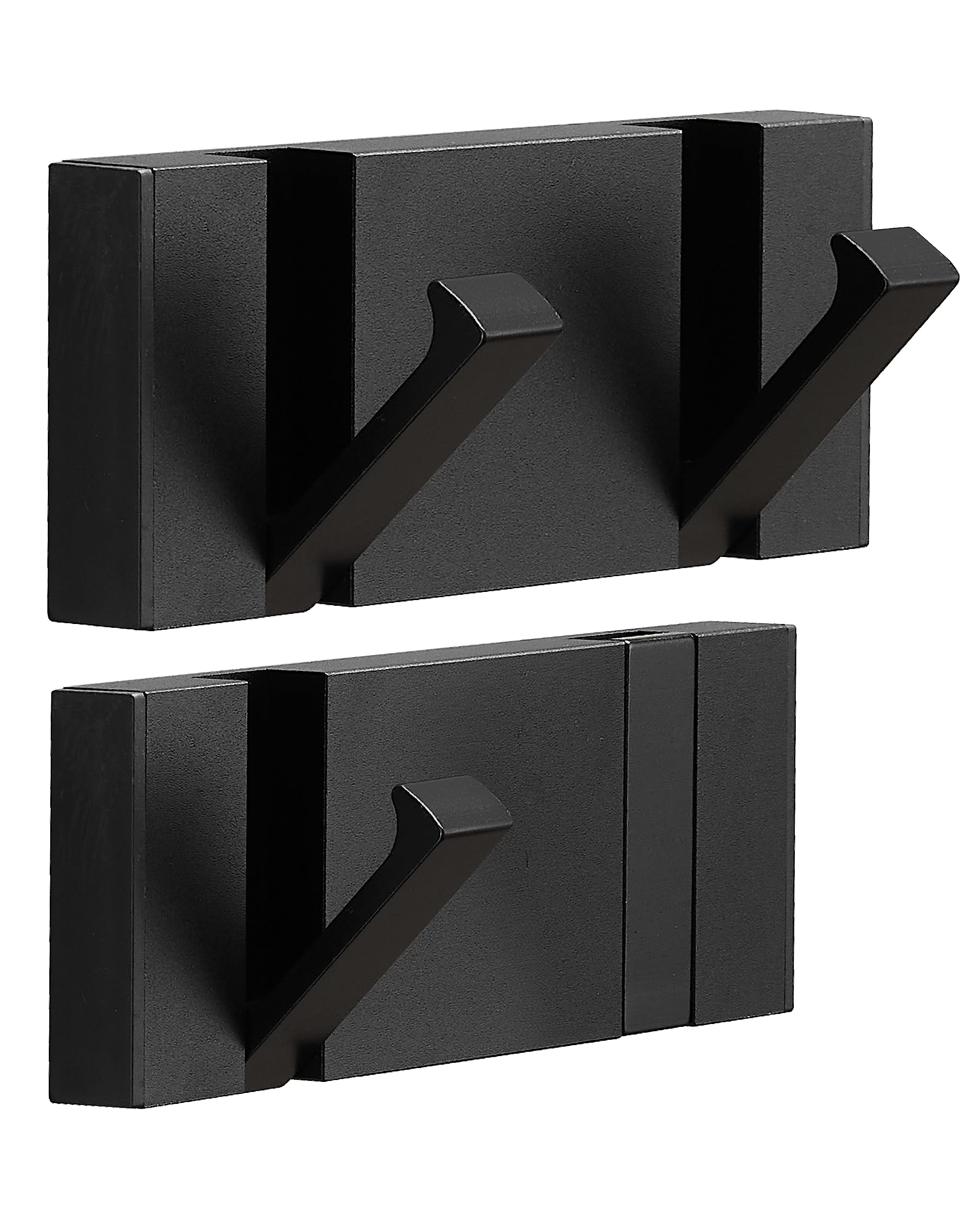 SPIEASSE 2 Pack，Modern Waterproof Black Wall Hooks，Foldable Towel Hooks for Bathrooms, Coat Hooks Wall Mounted - Ideal for Bathroom, Kitchen, Balcony