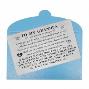 Yobent Grandpa Card - Best Thank You Grandpa Gift Ideas, I Love My Grandpa Wallet Card for Men, Christmas Birthday Present to My Grandfather