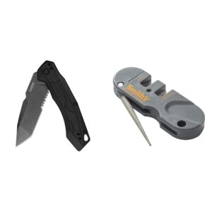 kershaw analyst tanto pocket knife, 3.25, in. blade, speedsafe opening, liner lock, black & smith’s pp1 pocket pal knife sharpener preset carbide & ceramic stone sharpeners fold, handheld, compact