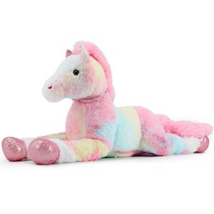 maogolan giant horse plush stuffed animal, 35.5 inch colorful paint large stuffed animal big horse pony plush pillow gift for kids and adults valentines, christmas, birthday