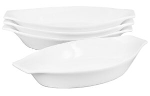 jinsongdafa ceramic oval au gratin baking dishes 7 oz, set of 4 banana split bowls, oven and microwave safe, for 1 person servings, bakeware with double handle for kitchen and home,8.3 inch