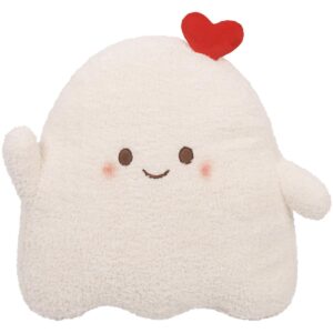 arelux cute ghost plush pillow,soft white heart ghost stuffed animals snowman plushies kawaii doll toy funny room decor gift for girls boys birthday,halloween,christmas