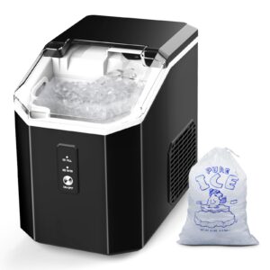 fooing nugget ice maker countertop, crushed chewable maker, self cleaning makers with one-click operation, 34lbs/24h, pebble portable machine scoop for home bar camping rv