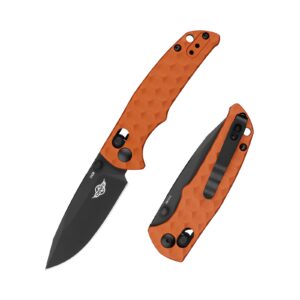 oknife rubato 3 pocket knife with 154cm stainless blade, folding knife for camping, hiking, indoor and outdoor activities (orange)